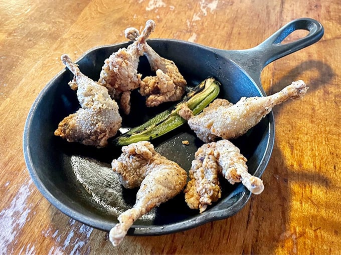 These quail legs aren't just fried, they're transformed into crispy, golden morsels of joy that would make even the most dignified diner lick their fingers.