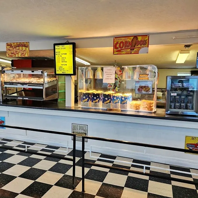 Popcorn, corn dogs, and all the classic cinema treats await hungry moviegoers. The concession stand—where half the drive-in experience truly happens!