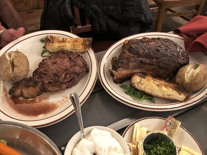 Meat masterpieces that would make Michelangelo weep. These oak-grilled ribeyes with their perfect char marks are why vegetarians have second thoughts.