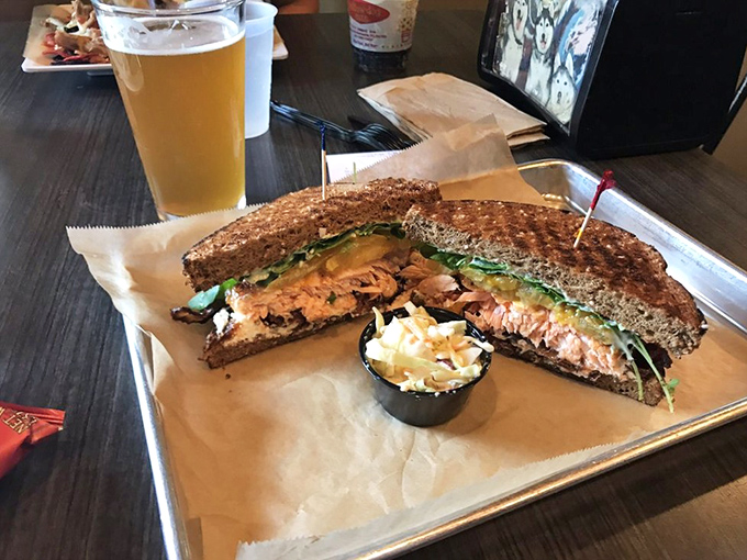 The legendary Salmon BLT in all its glory – a masterpiece of smoky salmon, crisp bacon, and fresh greens that justifies the journey.