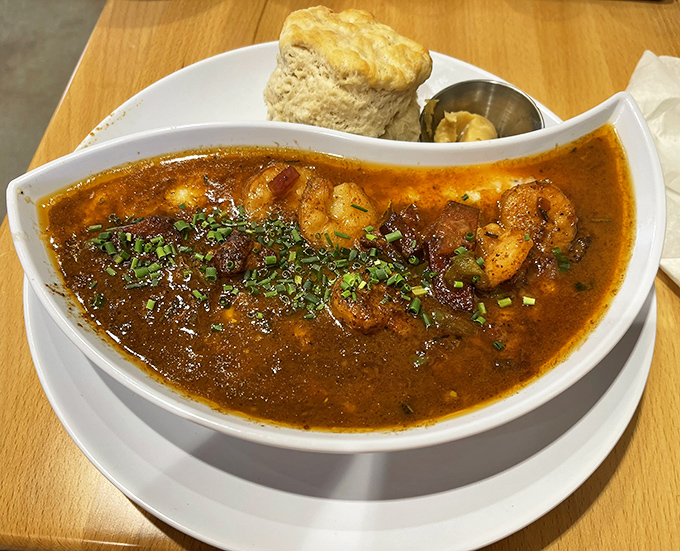 Not your grandmother's shrimp and grits—unless your grandmother was a culinary genius with a flair for Cajun spices and perfect seafood.