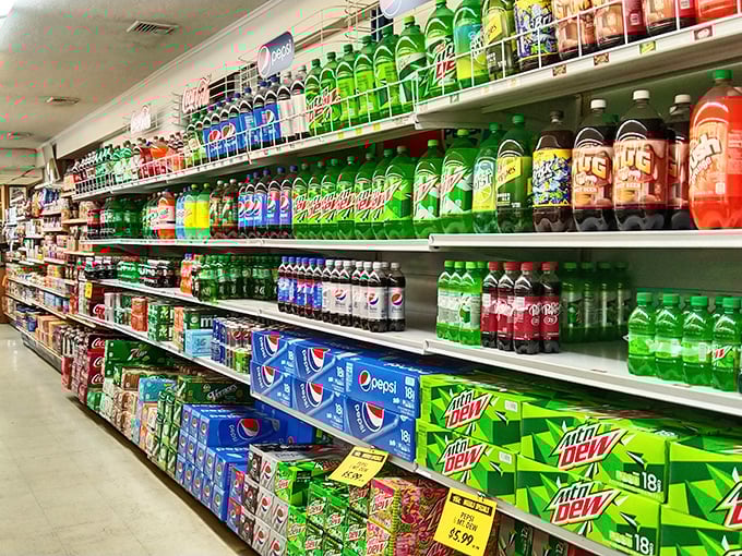 The soda aisle: where city folks realize they've been drinking the wrong stuff their entire lives. Liquid nostalgia by the bottle.