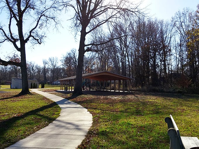 Nature's pavilion awaits at Sofios Park, where picnic tables stand ready for family gatherings. The perfect spot for when Netflix just won't cut it.