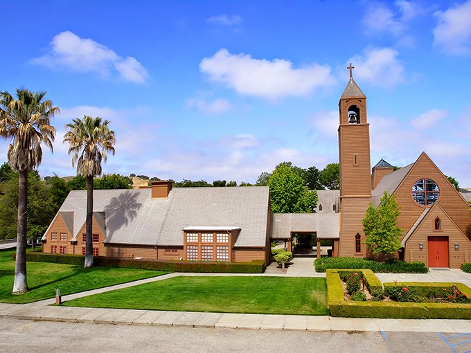 St. Mark's Church adds spiritual grace to Los Olivos' landscape, its bell tower reaching skyward like a reminder that some things transcend even the finest wine.