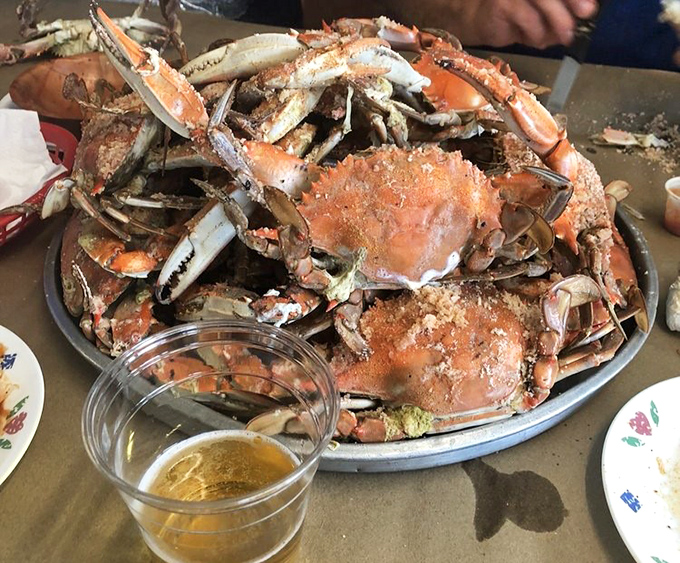 Blue crab heaven on a metal tray. This glorious mound of spice-crusted crustaceans is Delaware's version of buried treasure—and worth every bit of the work.
