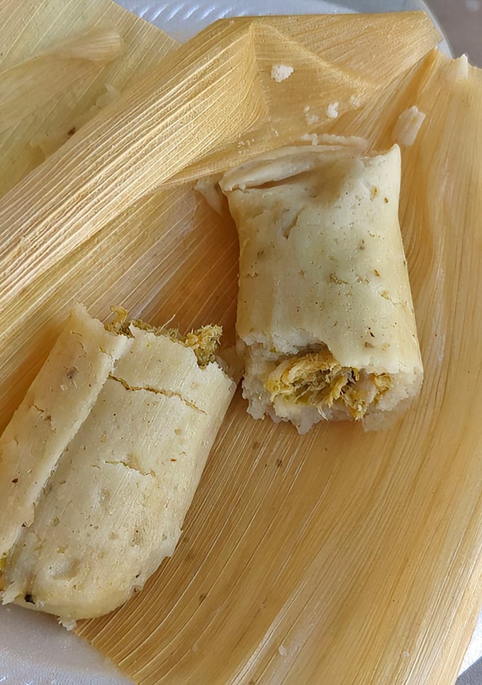 Unwrapping these tamales is like opening a present where the wrapping is part of the gift. The corn husk has done its job, infusing the masa with earthy perfection.