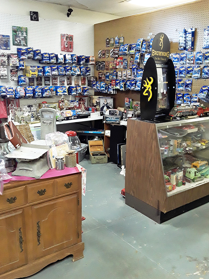 The hunting section reveals Browning memorabilia alongside vintage finds – a paradise for outdoorsmen looking to recapture the spirit of adventures gone by.