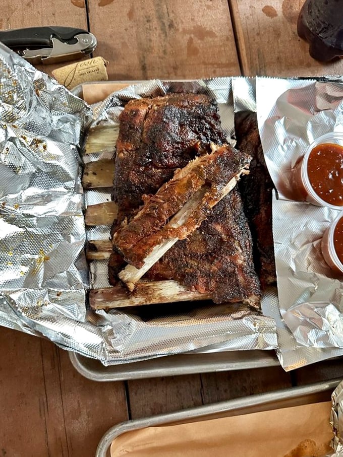 Behold the star attraction: beef ribs with a bark so perfect you'll hear angels singing. Worth every mile of your journey.