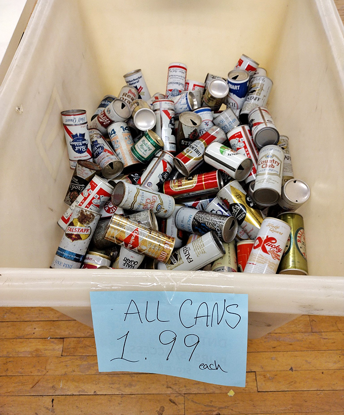 Vintage beer cans at $1.99 each—the perfect conversation starter for your home bar. Who needs expensive wall art when you can display brewing history?