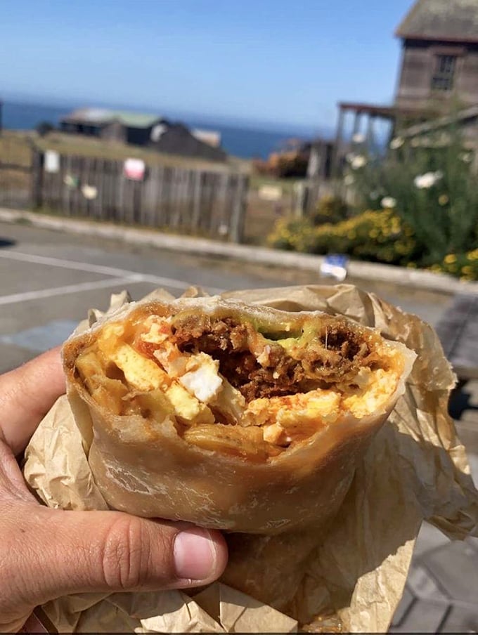 Breakfast on the go with ocean views? This hearty burrito packs enough flavor to fuel your coastal adventures until dinner.