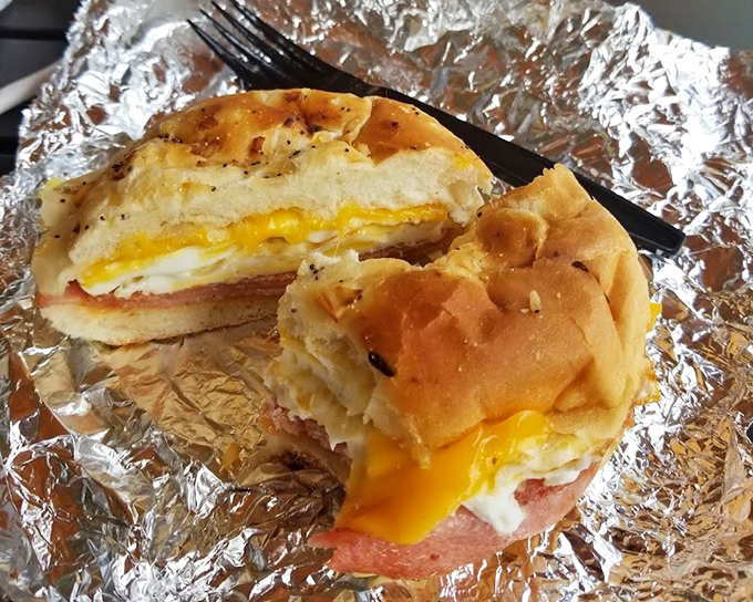 This breakfast sandwich doesn't just break the fast—it shatters it with melty cheese and perfectly cooked egg in a handheld flavor symphony.