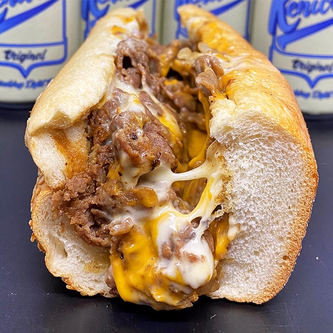 This isn't just a cheesesteak—it's a masterpiece of melted cheese cascading over perfectly seasoned beef, all embraced by a roll with just the right chew.