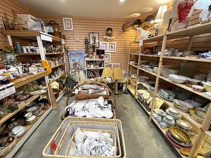 Each aisle tells its own story of kitchenware escapades and decorative treasures waiting for their second chapter in a new home.