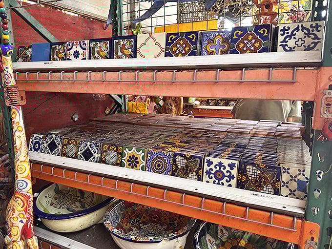 Talavera tiles and handcrafted pottery create a kaleidoscope of color, proving that even functional items deserve to make a bold statement.