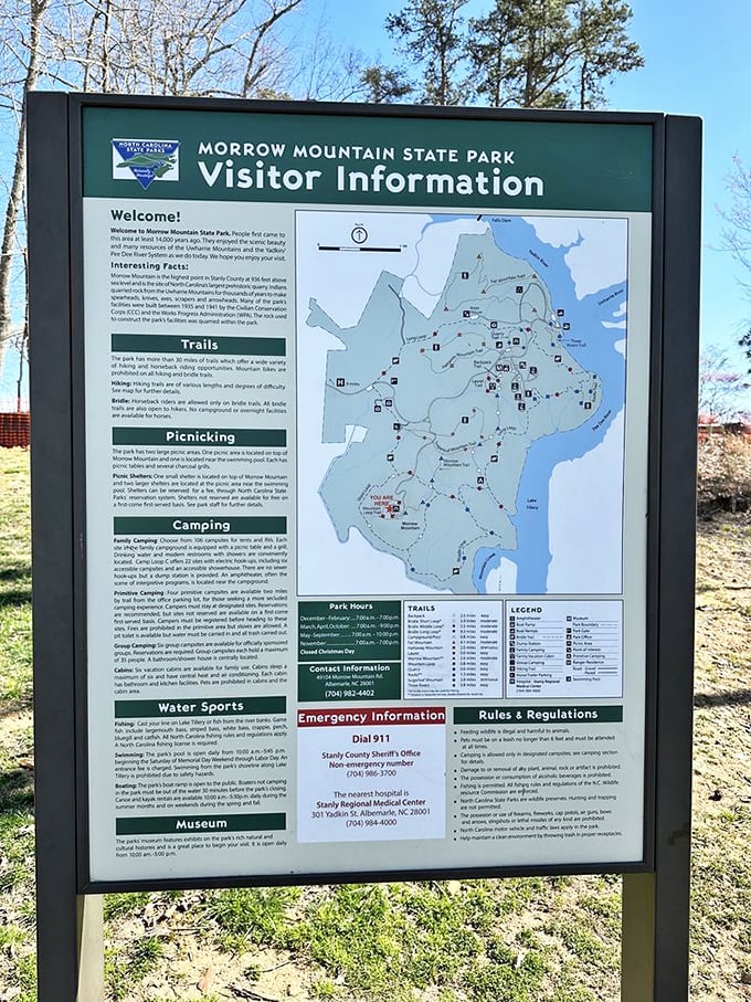 Knowledge is power! This information board is your treasure map to adventure—minus the pirates, but with significantly better restroom directions.