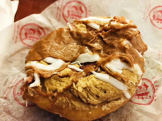 Maple bacon donuts: where breakfast foods unite in holy matrimony. The sweet-savory combo that makes your taste buds feel like they've won the lottery.