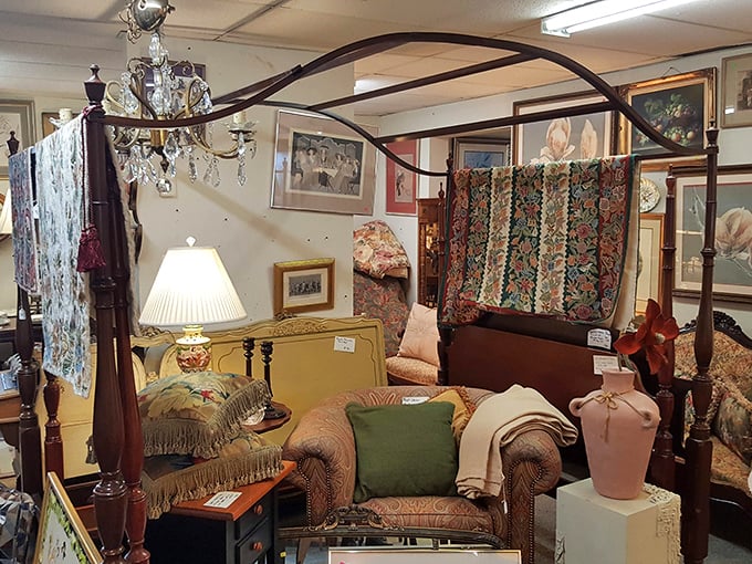 Where Victorian elegance meets mid-century charm. This corner feels like your stylish grandmother's living room—if she had impeccable taste.