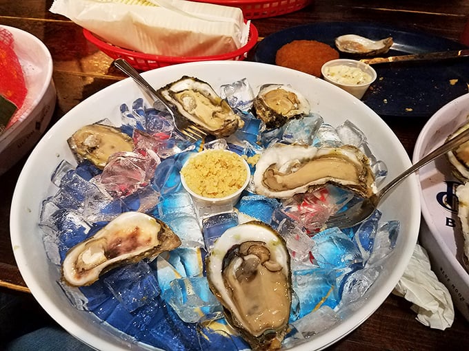 Ocean jewels on a bed of ice. These oysters didn't take the scenic route to your plate—they practically jumped from the sea to your fork.