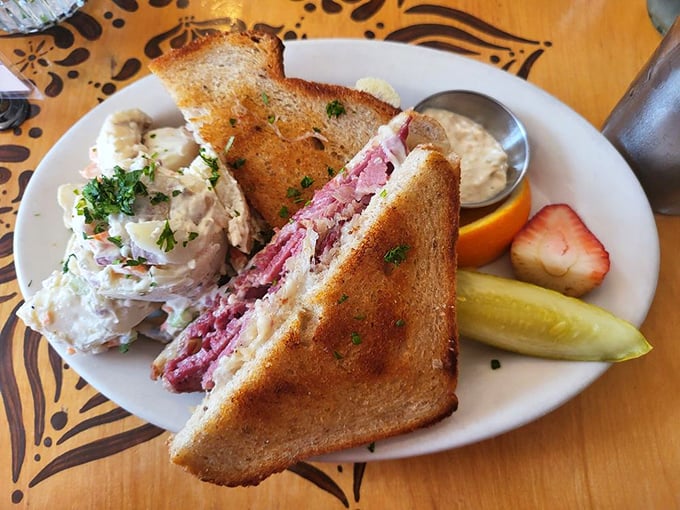 This towering Reuben sandwich proves that sometimes the best things in life require both hands.