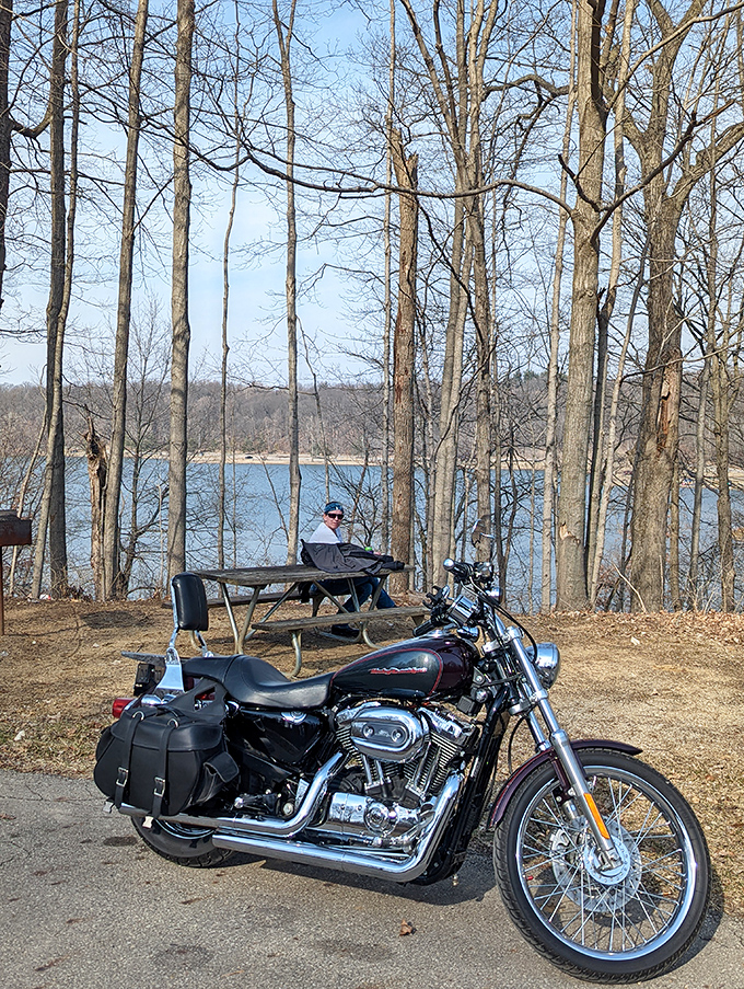 A perfect pit stop for road warriors – this scenic overlook proves motorcycles and meditation aren't mutually exclusive.