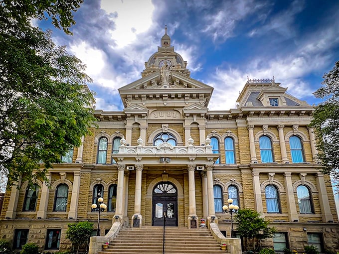 Cambridge's courthouse commands attention with its stunning Victorian architecture—proof that small towns can deliver big architectural statements.