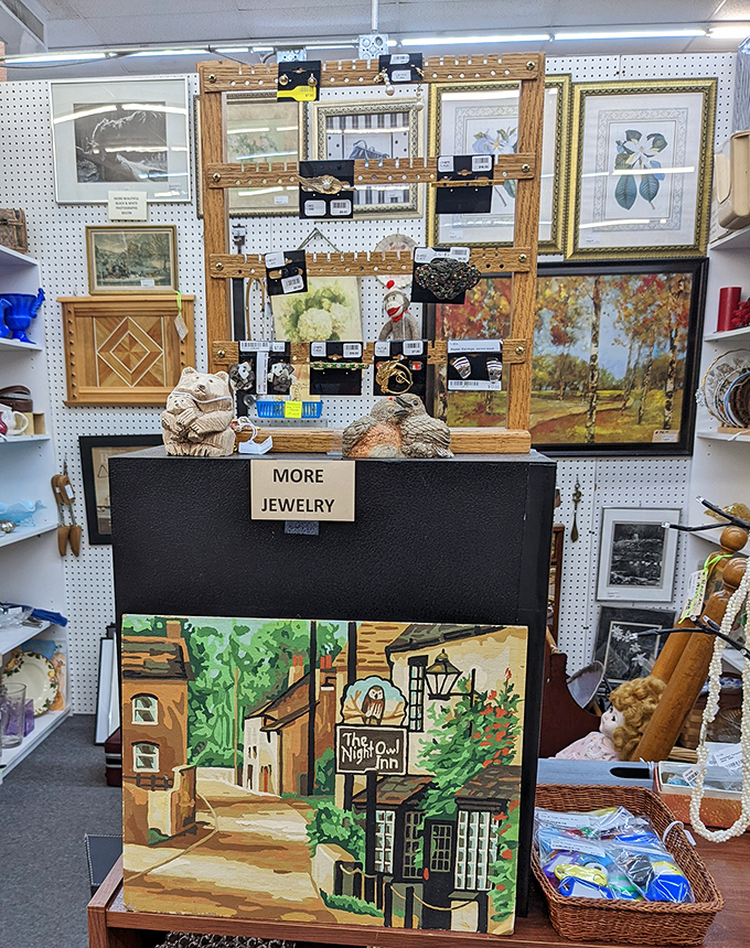 Art waiting to find its forever wall. That Night Owl Inn painting has "future conversation starter" written all over it.