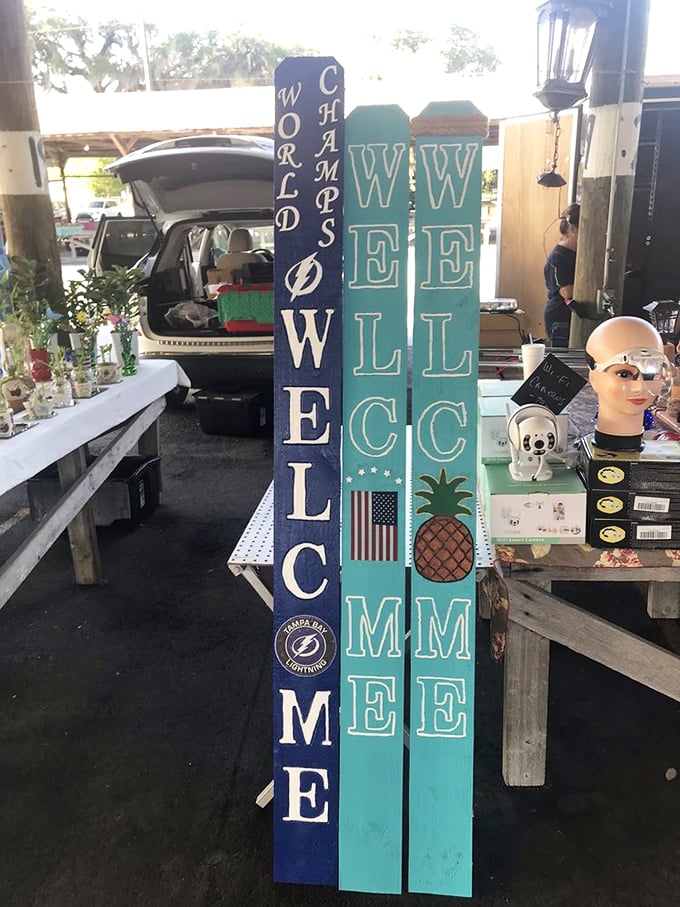 Florida pride shines through these handcrafted welcome signs – perfect for snowbirds who've made the Sunshine State their permanent roost.