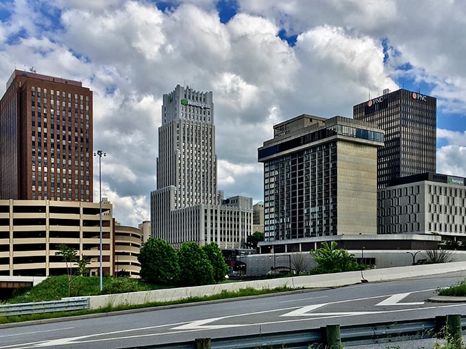 Columbus isn't the only Ohio city with a skyline! Akron's downtown buildings catch the golden hour light like a Midwest Manhattan.