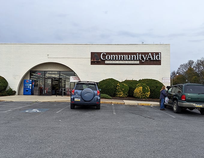 Community Aid's distinctive arched entrance invites you into a world of possibilities. Thrifting with purpose never looked so good!