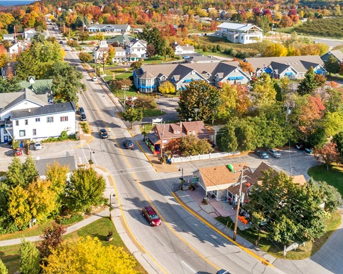 Egg Harbor's main street welcomes visitors with small-town hospitality and Door County's signature laid-back vibe.