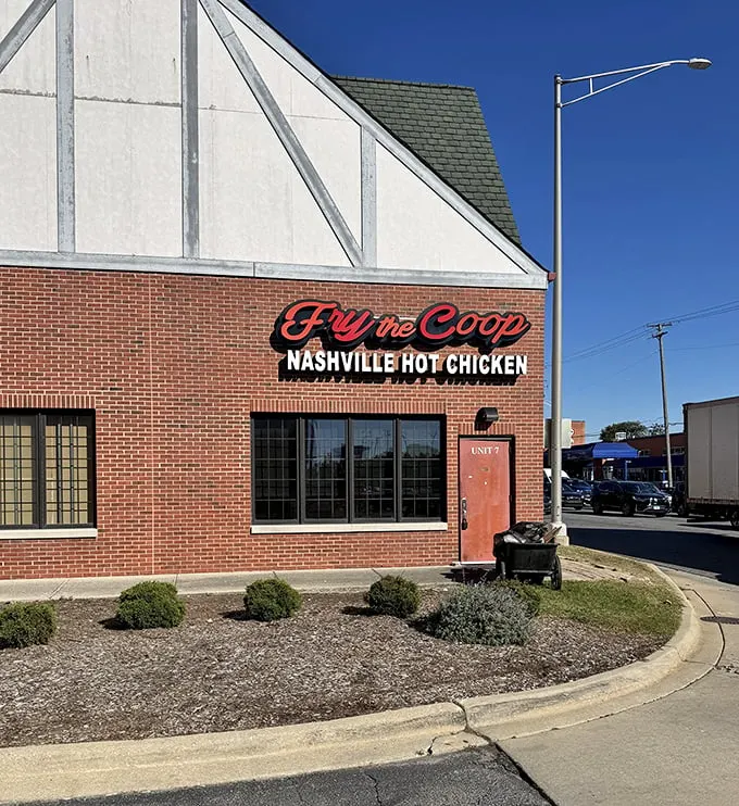Nashville heat meets Midwest hospitality at Fry the Coop. That brick exterior hides chicken that'll make you sweat – and smile.