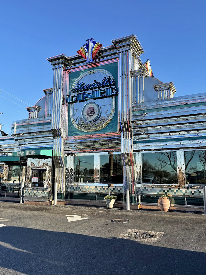 Marietta Diner gleams like a chrome-plated time capsule under the Georgia sun. This 24-hour beacon has saved many a late-night hunger emergency.