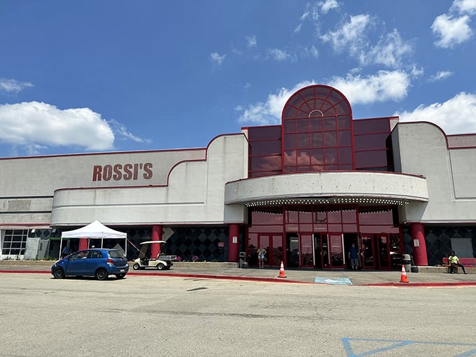 Rossi's impressive facade promises climate-controlled treasure hunting—like an archaeological dig with air conditioning and snack options.