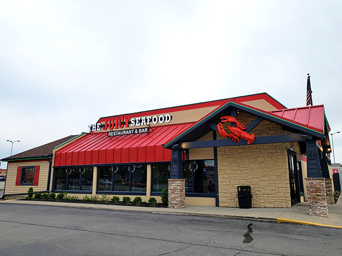 The Juicy Seafood's bold red roof and crab logo make no secret of what's inside – seafood feasts worth getting messy for.