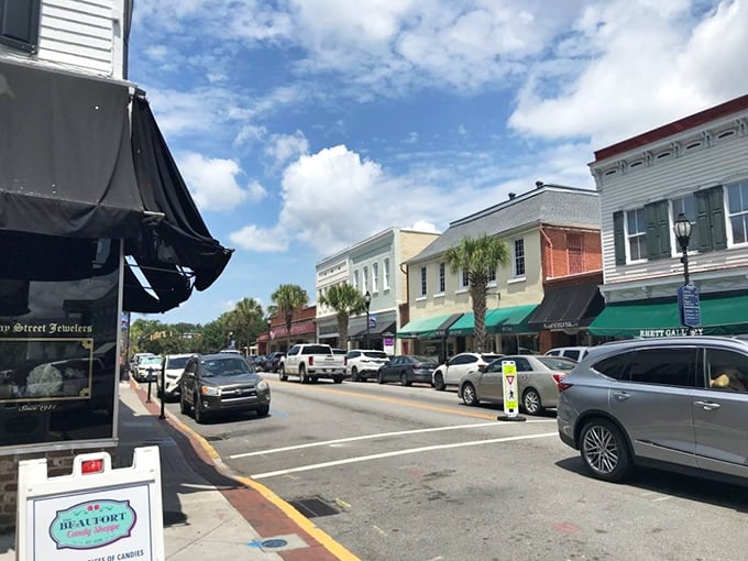 "Beaufort's candy-colored awnings flutter like butterflies above the sidewalk. Even the palm trees seem to be enjoying the laid-back coastal vibe."