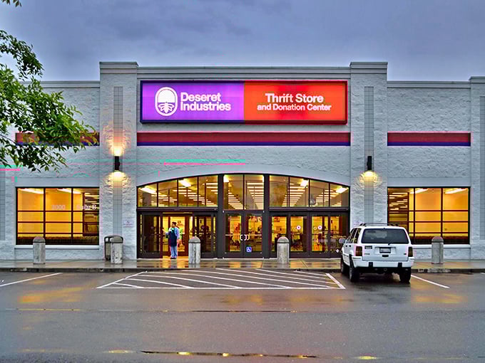 Evening shopping takes on a warm glow at this Sacramento thrift giant, where bargains await under bright lights.
