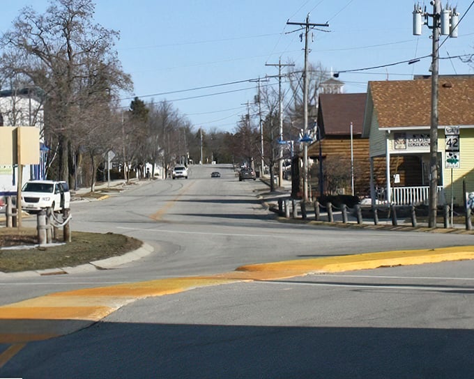 The heart of Egg Harbor, where crosswalks lead to ice cream shops and boutiques filled with treasures.