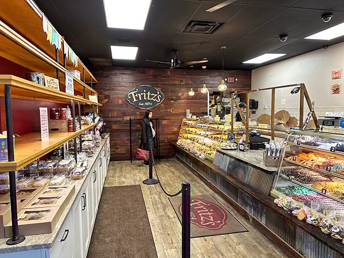 Inside Fritz's rustic wood-paneled interior lurks donut perfection – proof that sometimes the best things aren't on Instagram.