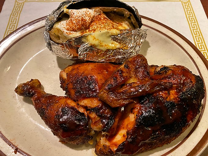 Barbecued chicken so tender, it practically falls off the bone at a whisper.