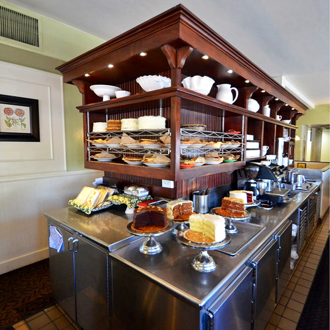 The dessert display case – where diets go to die and "I'll just have a bite" becomes the lie we tell ourselves.