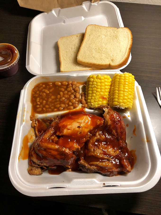 Barbecue chicken so tender it practically falls apart while you're still admiring it, accompanied by perfect Southern sides.