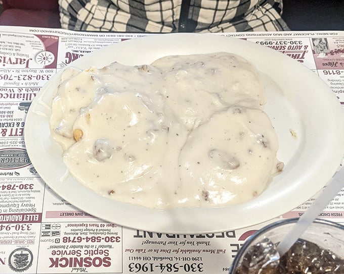 Biscuits and gravy so creamy and rich, they could make your cardiologist weep while your taste buds throw a parade.