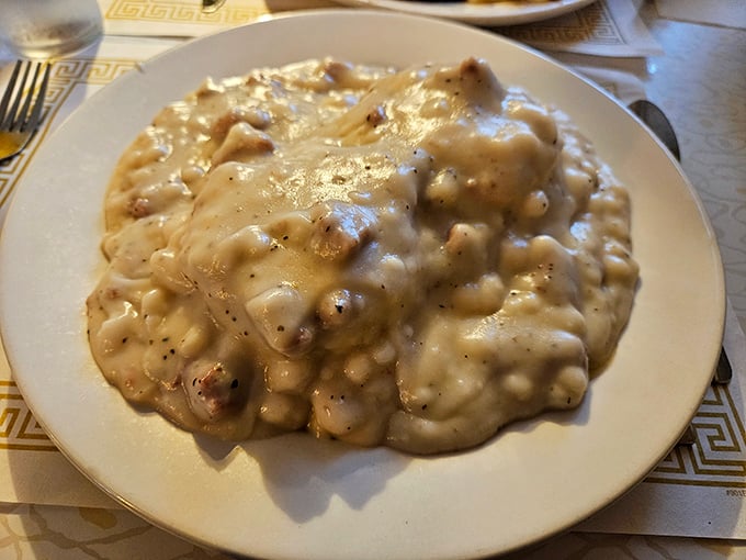 Biscuits and gravy: the ultimate comfort food democracy where humble ingredients unite to create something greater than the sum of their parts.