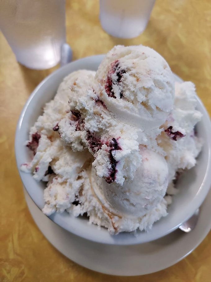 Blueberry crumble ice cream: because fruit counts as healthy when it's this beautifully presented, right?