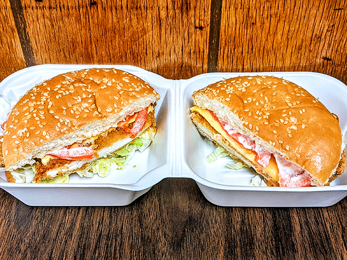 Two perfect halves make a whole masterpiece – these chicken sandwiches prove simplicity and execution trump pretension every time.