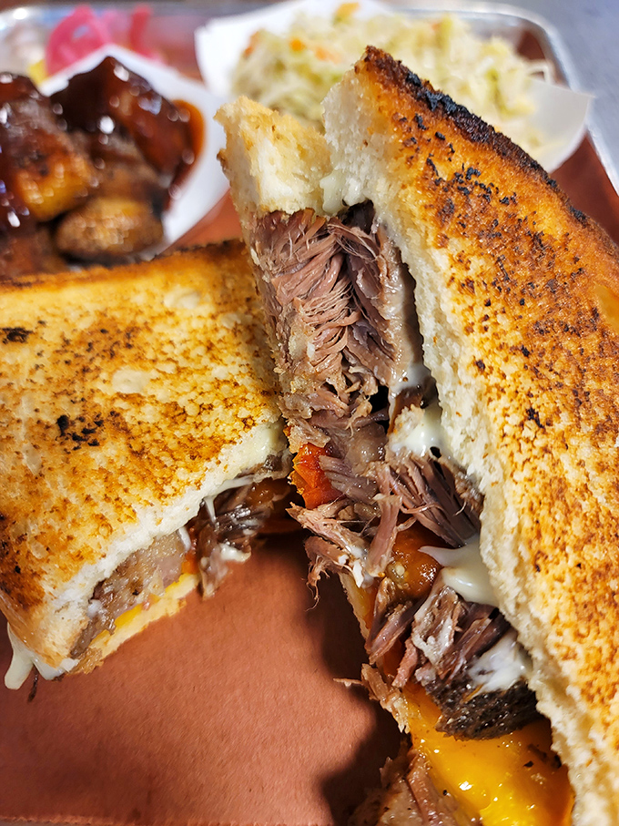 The brisket grilled cheese—where comfort food meets craft. That perfect golden crust giving way to smoky, melty magnificence is pure sandwich poetry.