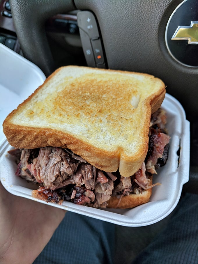 The kind of sandwich that demands you keep napkins in your glove compartment. Worth every delicious, messy bite.