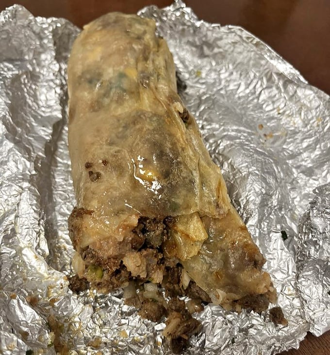 If burritos were art, this would hang in the Louvre—a perfectly wrapped canvas of flavor with just the right hint of char.