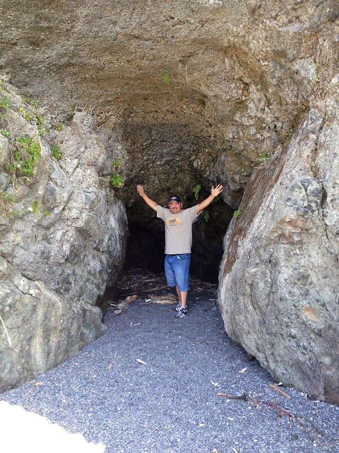 Nature's secret hideaway—this volcanic cave offers shelter from coastal winds and a perfect frame for your "I found something amazing" selfie.