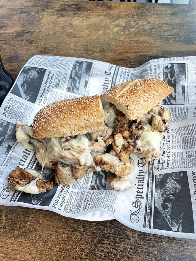 The chicken cheesesteak isn't playing second fiddle here—it's conducting its own delicious symphony of melty cheese and tender meat.